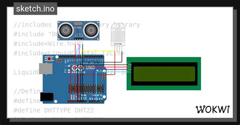 Dht22ultrasonic Sensori2c Lcd Wokwi Esp32 Stm32 Arduino Simulator