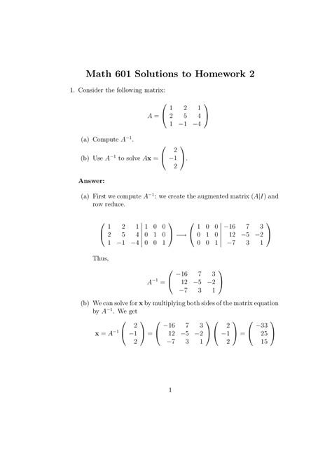 Solutions To Homework 2 Methods In Applied Mathematics I Math 601 Docsity