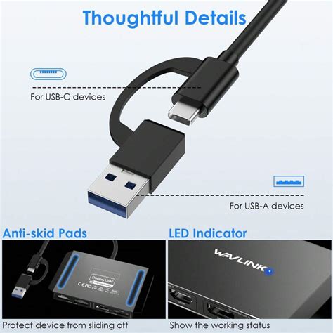 Usb 3 0 Usb C To Displayport And Hdmi Adapter Displaylink Dual 5k 60hz Monitor Hub For Surface