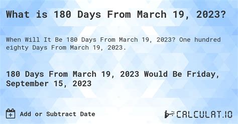 What Is 180 Days From March 19 2025 Calculatio