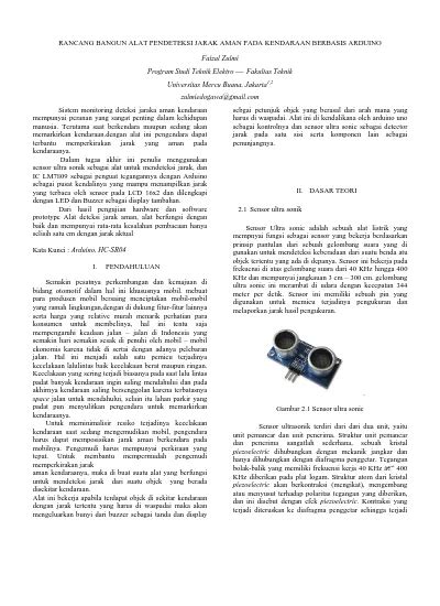 Rancang Bangun Alat Pendeteksi Jarak Aman Pada Kendaraan Berbasis Arduino