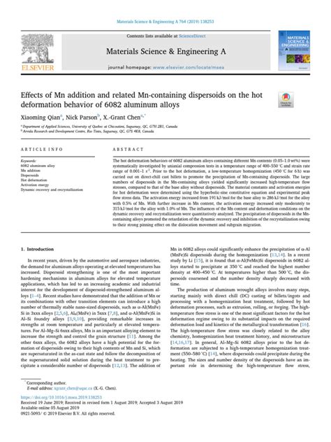 Effects Of Mn Addition And Related Mn Containing Dispersoids On The Hot