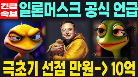 제 2의 페페코인 극초기 밈코인 긴급속보 일론머스크 공식 언급 만원은 10억된다 필수시청 코미녀 Youtube