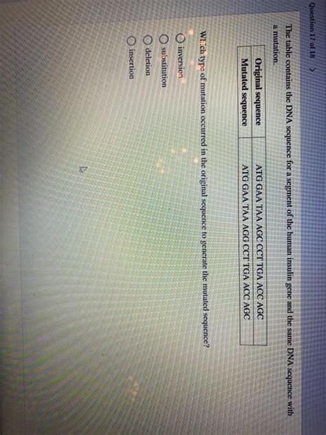 Solved Question 17 Of 18 The Table Contains The Dna