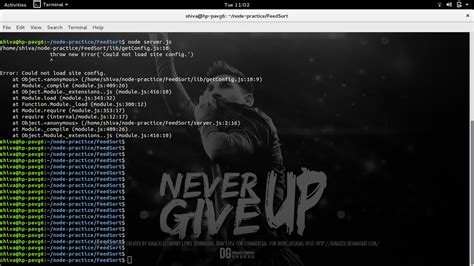 javascript siteconfig error in node activities boilerplate stack