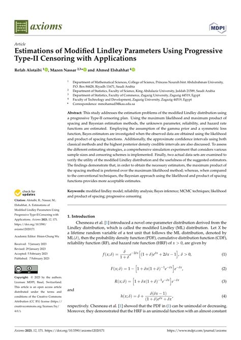 Pdf Estimations Of Modified Lindley Parameters Using Progressive Type Ii Censoring With