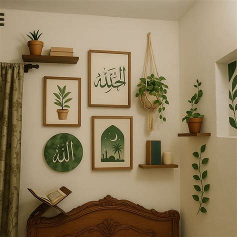 Indian Style Room Decor Islamic Wall Art For Living Room Green Theme