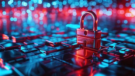 Secure Padlock On Futuristic Circuit Board Generative Ai Illustration Stock Illustration