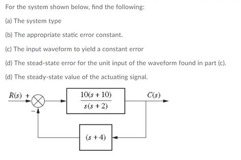 For The System Shown Below Find The Following A