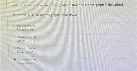 Solved Find The Domain And Range Of The Quadratic Function