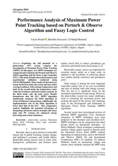Pdf Performance Analysis Of Maximum Power Point Tracking Based On