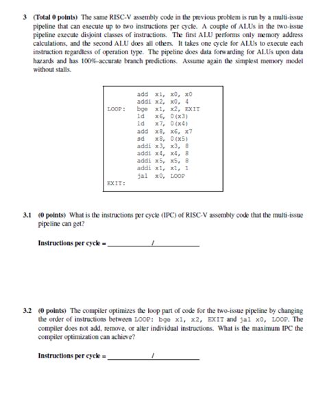 3 Total 0 Points The Same Risc V Assembly Code In