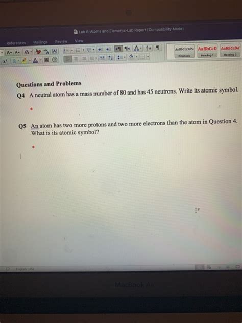 Solved Lab 6 Atoms And Elements Lab Report Compatibility Chegg Com