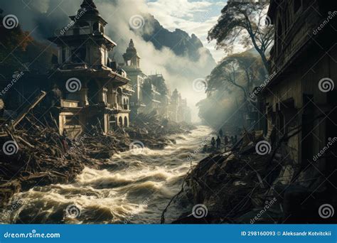 Catastrophic Flooding In A Coastal City In India Due To A Sea Level