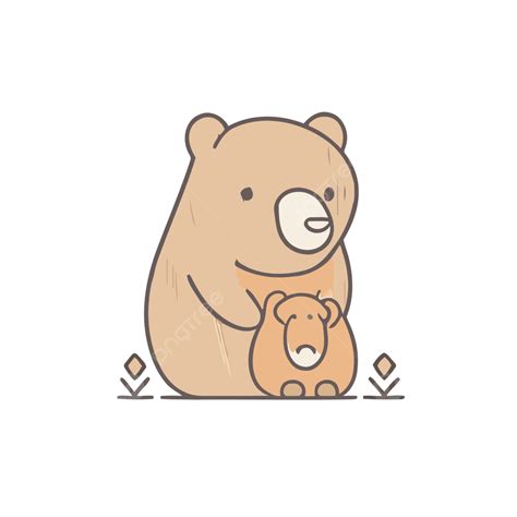 새끼와 곰 낙서 벡터 흰색 배경에 엄마 곰을 묘사한 직계 아이콘 플랫 아이콘 및 드리블에 의한 벡터 일러스트 비핸스 Hd