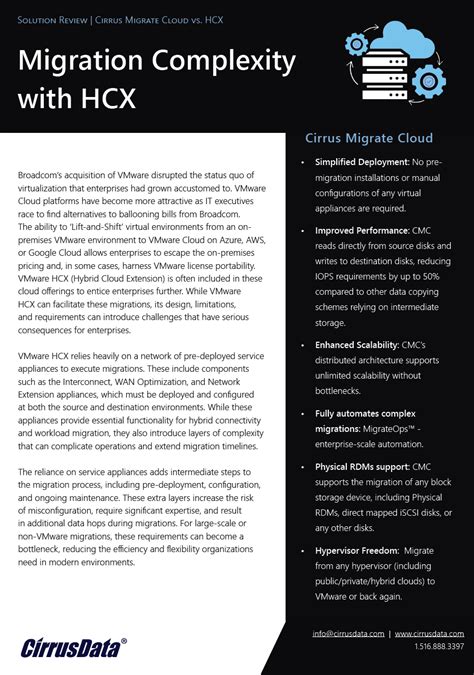 Solution Review Cirrus Migrate Cloud Vs Hcx