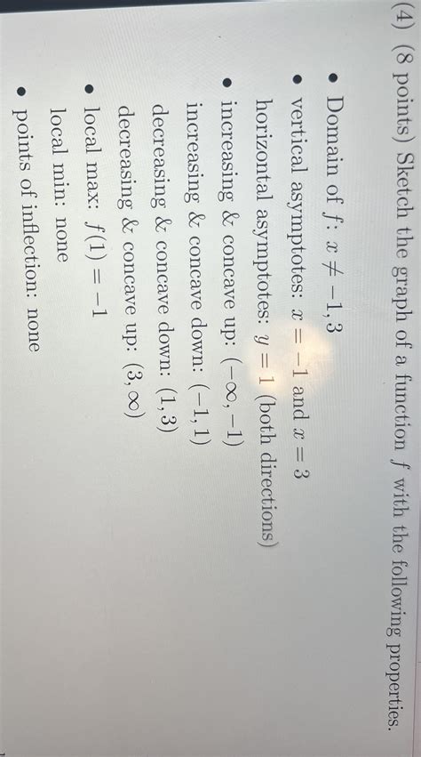 solved 4 8 ﻿points ﻿sketch the graph of a function f