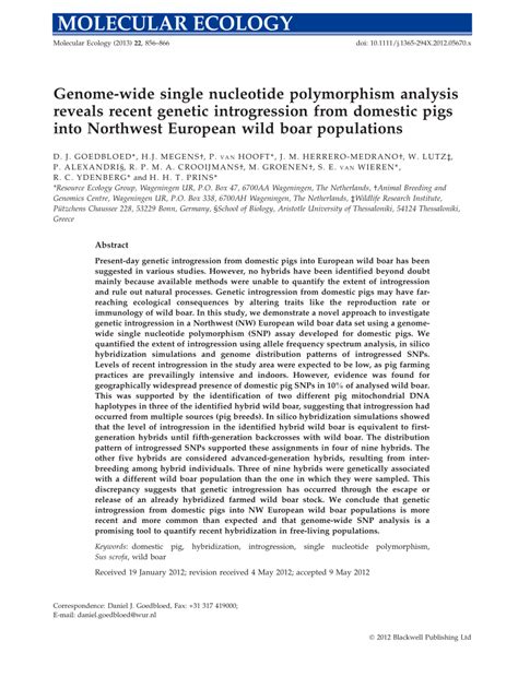 pdf genome wide single nucleotide polymorphism analysis reveals
