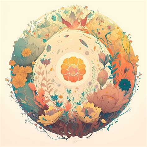 Premium Photo There Is A Circular Arrangement Of Flowers And Leaves