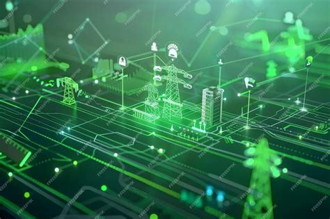 Premium Photo A Green Energy Grid With Icons For Smart Meters An Generative Ai