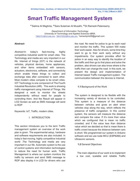 Pdf Smart Traffic Management System 1