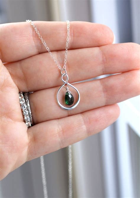 Emerald Necklace Emerald Birthstone Necklace Infinity Etsy