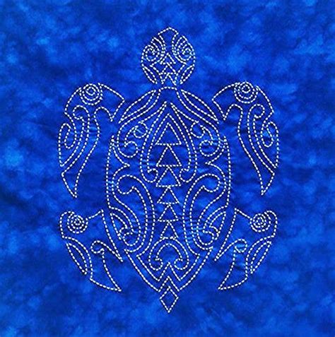 Sashiko Pre Printed Panel Sylvia Pippen Sea Life Panel Hawksbill Honu Turtle Sashiko