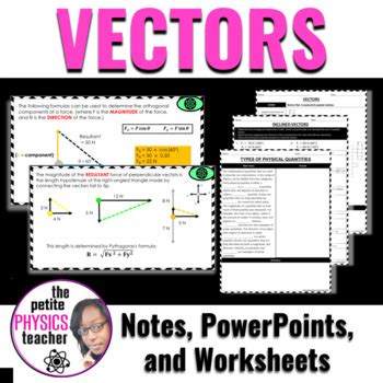Physics Vectors Unit PowerPoints Guided Notes And Worksheets Editable