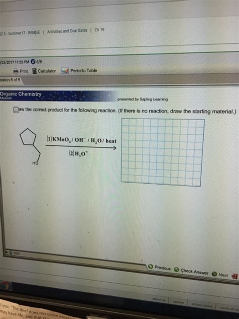 Solved Draw The Correct Product For The Following Reaction