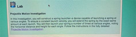Solved Projectile Motion Lab Overview With Projectile Chegg