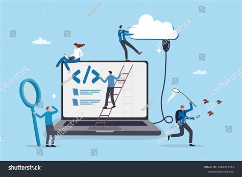 Software Development Coding Team Programming Frontend Stock Vector