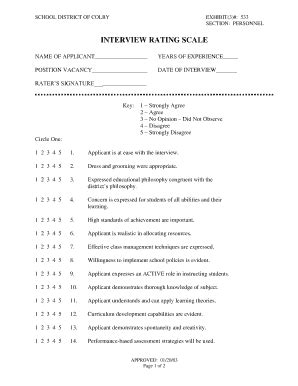 Fillable Online Interview Rating Scale Colbyk12wius Fax Email Print PdfFiller