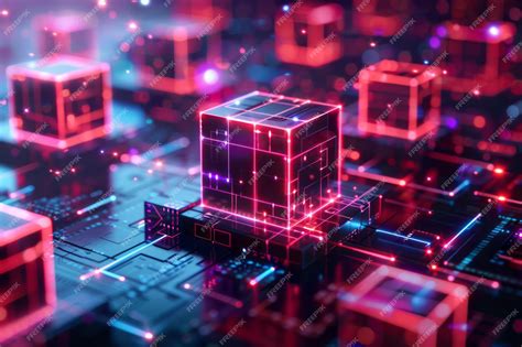 Premium Photo Abstract Isometric Grid Of Interconnected Cubes And Minimalist Data Storage Symbols