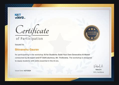 Completed Ai Workshop By Iit Alumni Shivanshu Gaurav Posted On The