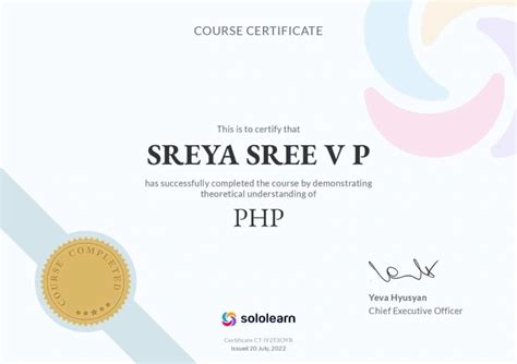 Sreya Sree On Linkedin Delighted To Announce The Successful Completion Of The Php Course On