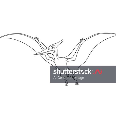 Simple Black Outline Pterodactyl Outstretched Wings Ai Generated Image