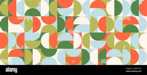 Bright Semicircle Seamless Pattern Abstract Geometric Half Circle And Square Background