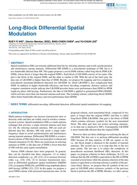 Pdf Long Block Differential Spatial Modulation