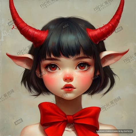 Ai创作图牛厚涂 厚涂头像 写实人物插画 厚涂少女 红孩儿插画 Cg头像 厚涂手绘 恶魔原创插画 原创卡通小精灵 写实白羊男孩 高精女孩原画稿