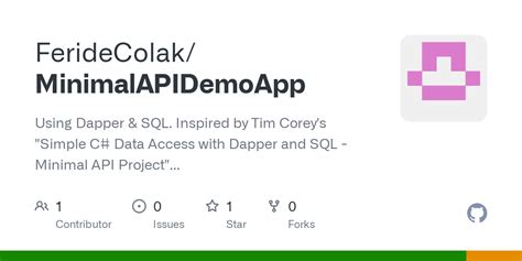 Github Feridecolakminimalapidemoapp Using Dapper And Sql Inspired By