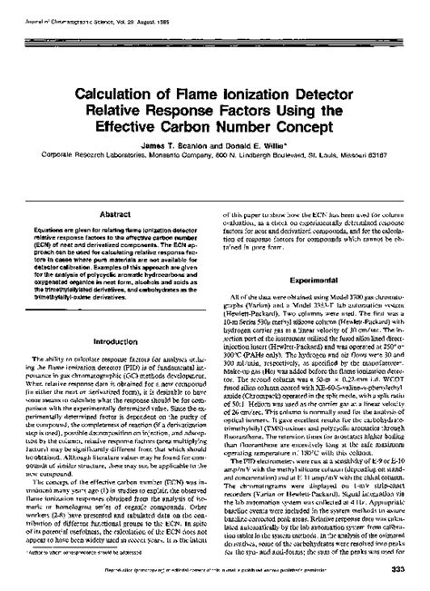 Pdf Calculation Of Flame Ionization Detector Relative Response Factors Using The Effective