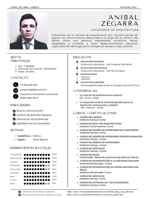 Curriculum Anibal Zegarra Garrido Pdf Sketch Up Software De La Aplicacion