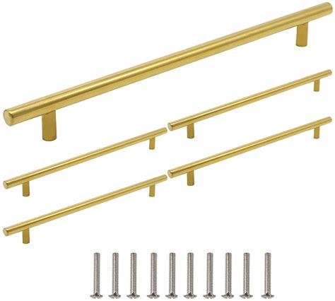 Zoizocp Cabinet Handles 10 Inch Hole Center T Bar Brushed Brass