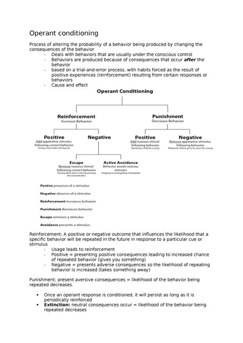 Operant Conditioning Lecture Notes Operant Conditioning Process Of