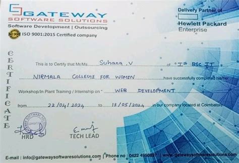 Suhana Vijayakumar On Linkedin Hii Everyone I Have Successfully Completed My Internship On
