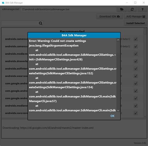 Solved Sdk Manager Error Warning Crash B4x Programming Forum