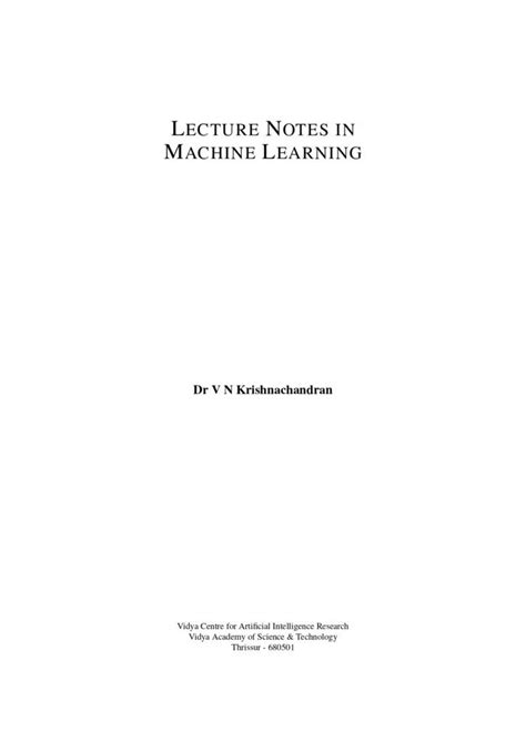a comprehensive resource on machine learning lecture notes in machine