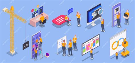 free vector isolated programming coding development isometric
