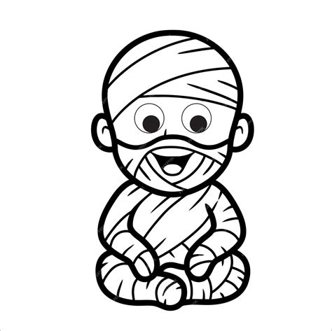 Schattige Kleine Jongen Mummie Cartoon Zwaaiende Hand Vector Afbeelding Mummie Afbeelding