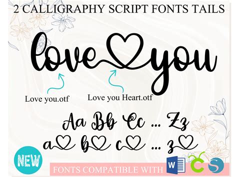 Love You Font With Hearts Cursive Font Valentines Day Fon Inspire Uplift